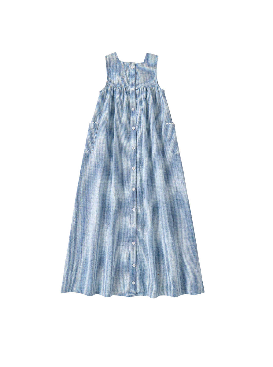 Gingham Jumper Robe - Blue – Lulu Kids Clothing